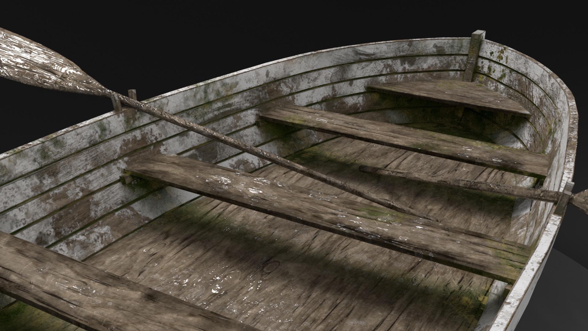Low poly 3D model of a wooden rowboat – Thomas Förg Media